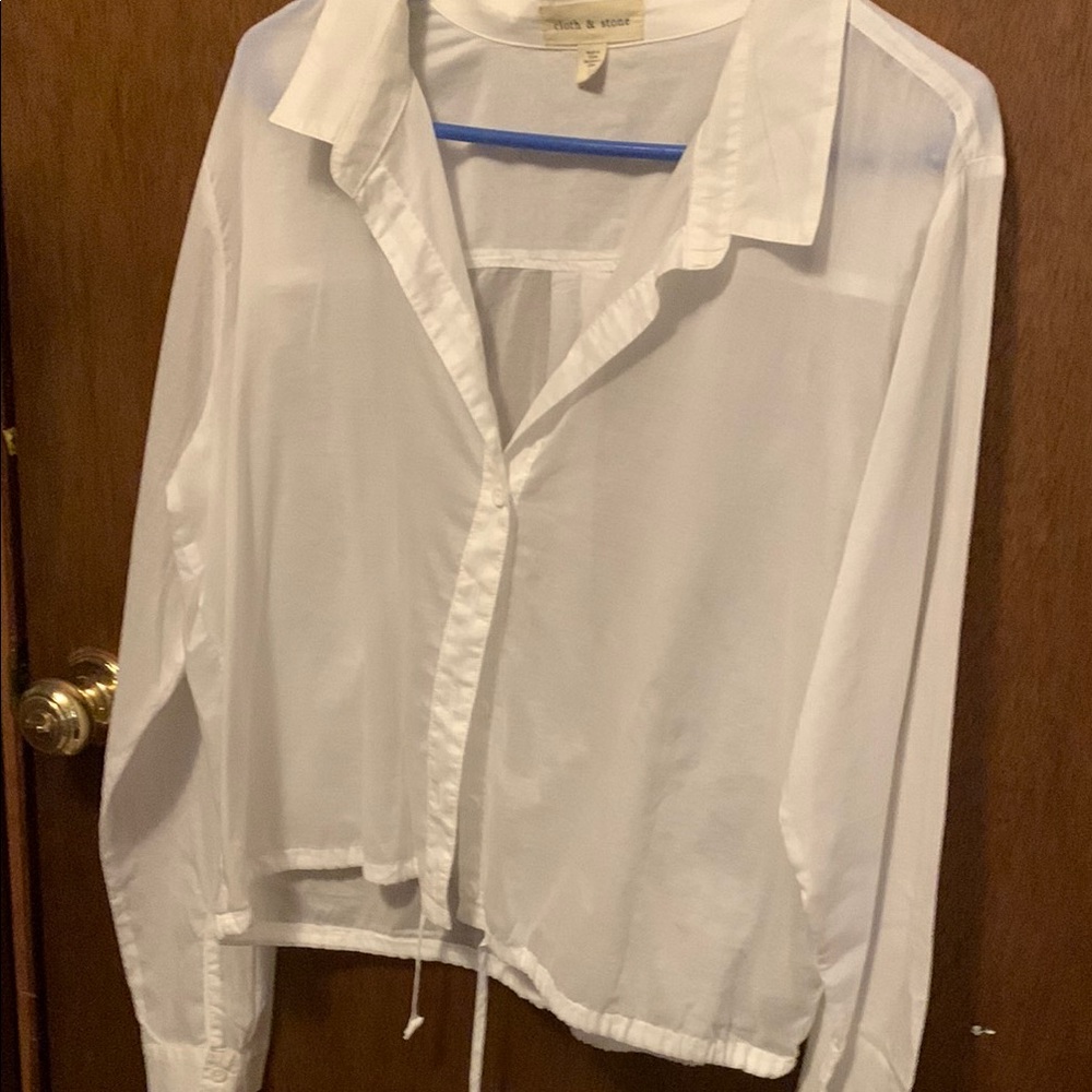 Cloth & Stone Sheer White Button Down Shirt - Gem